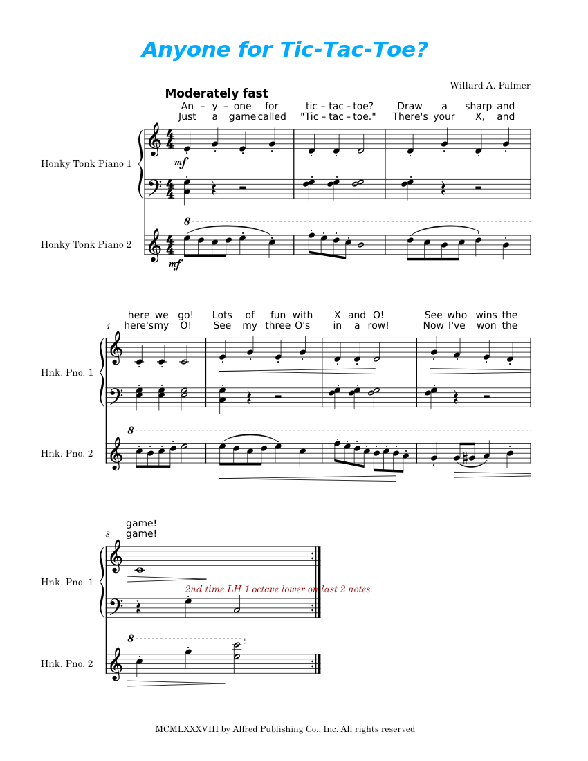 Anyone for Tic-Tac-Toe? Sheet music for Piano (Piano Duo) | Musescore.com
