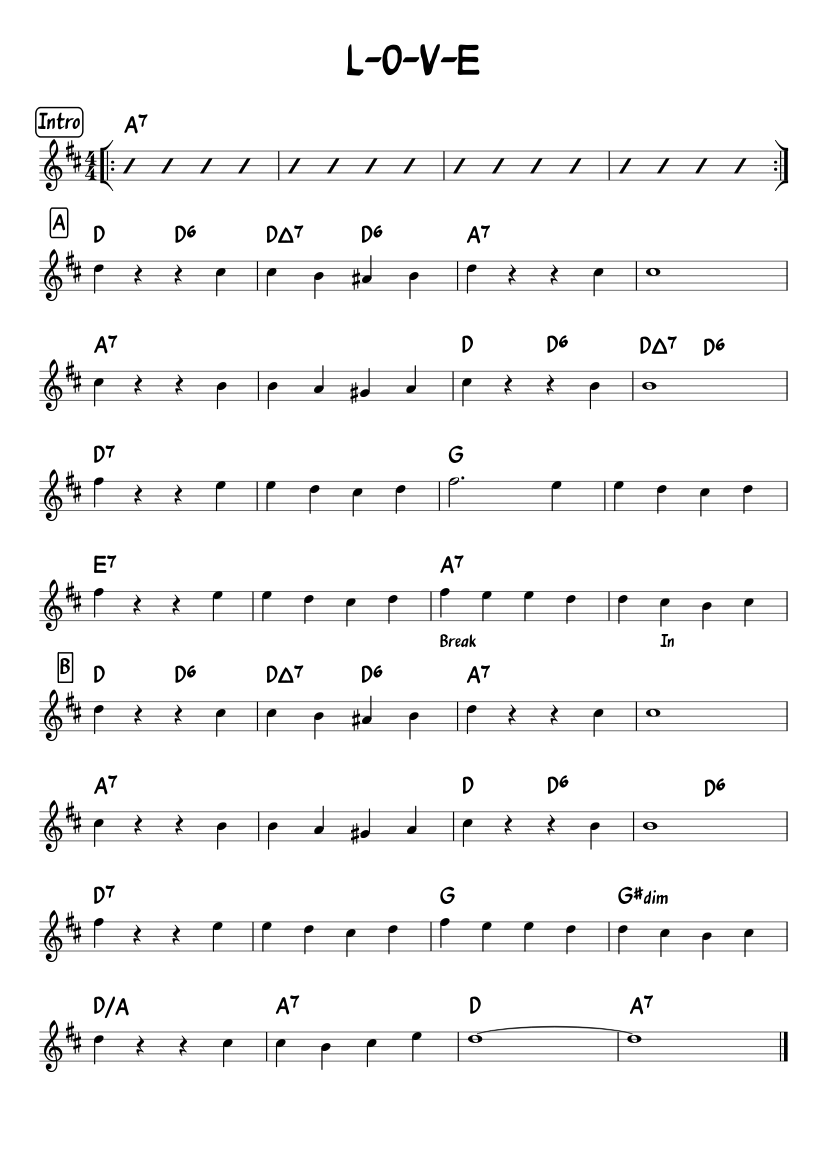 L-O-V-E Sheet music for Piano (Solo) Easy | Musescore.com