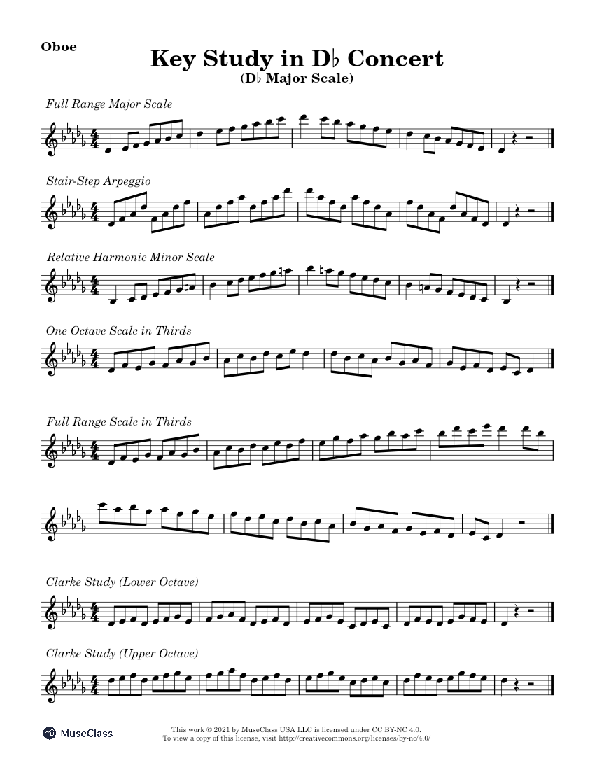 Key Study in Db Major for Oboe Sheet music for Oboe (Solo) | Musescore.com