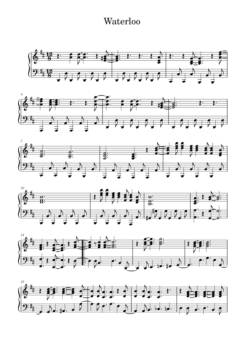 Waterloo – ABBA Waterloo Sheet music for Piano (Solo) | Musescore.com