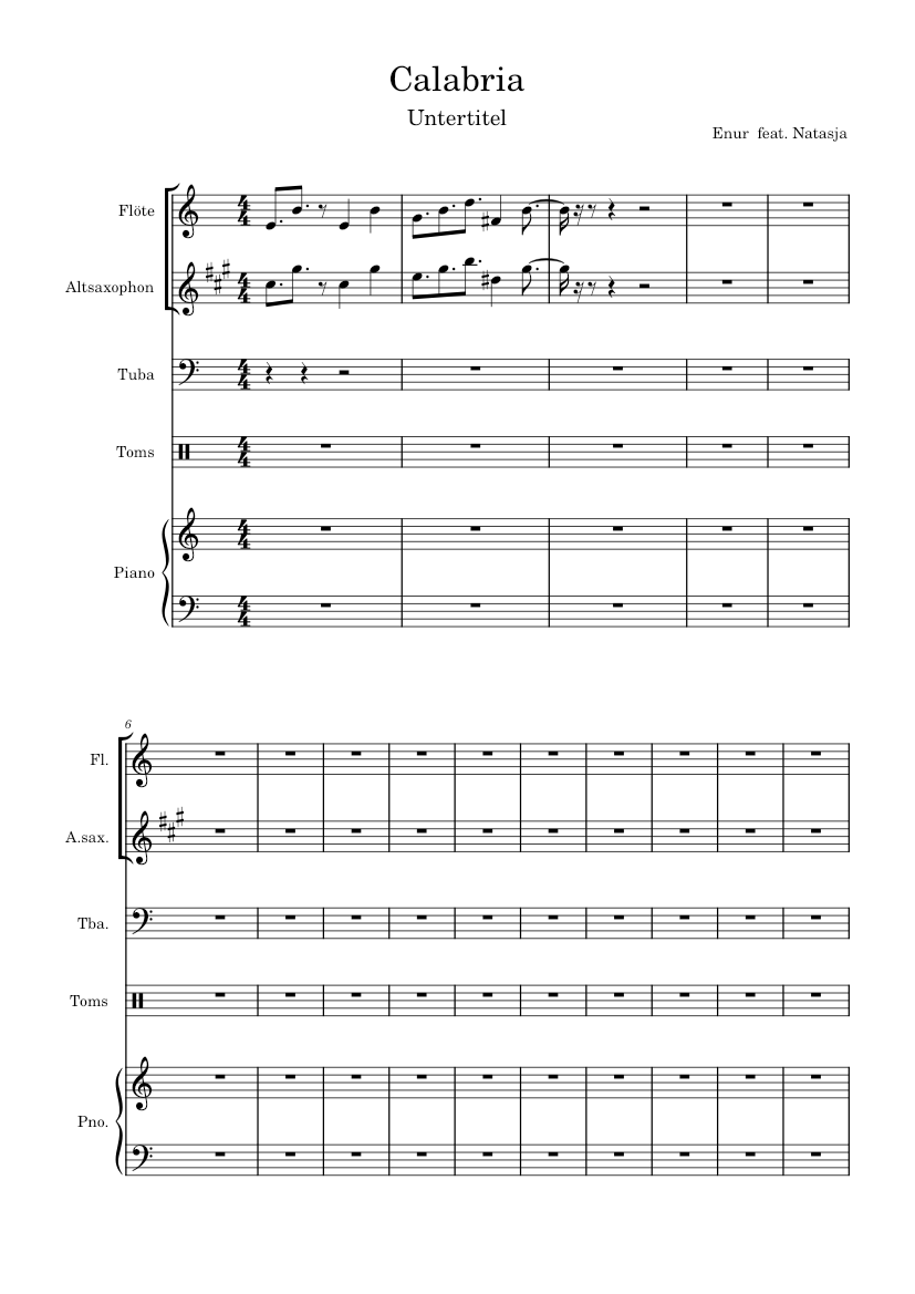 Calabria 2008 – Enur MMKA_GMB_Calabria Sheet music for Piano, Tuba ...