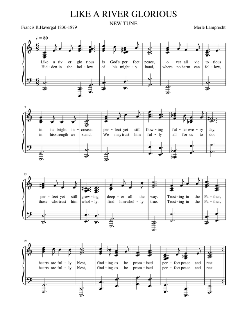 LIKE A RIVER GLORIOUS Sheet music for Piano (Church Choir) | Download ...