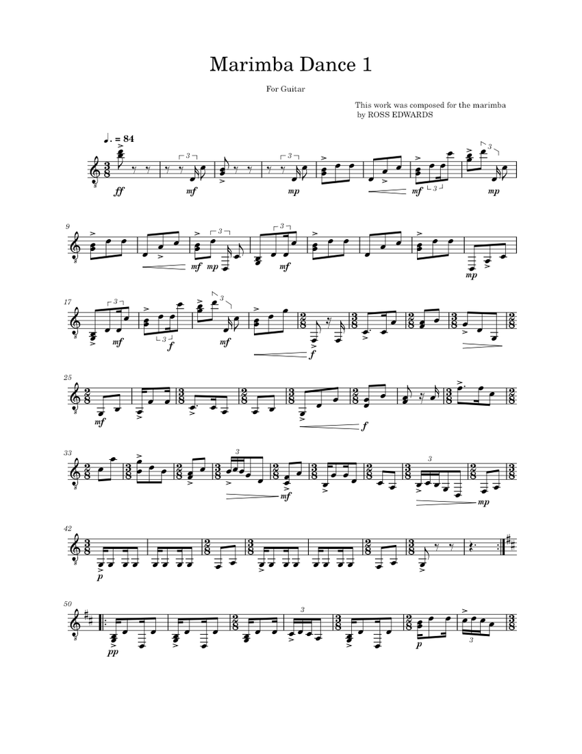 Marimba Dances 1 Sheet music for Marimba (Solo) | Musescore.com