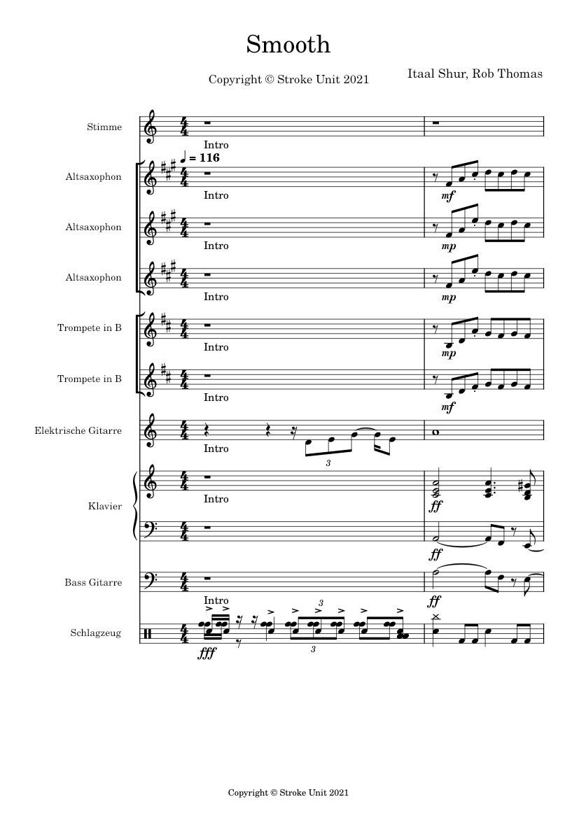 Smooth – Rob Thomas, Santana, Santana featuring Rob Thomas Sheet Music ...