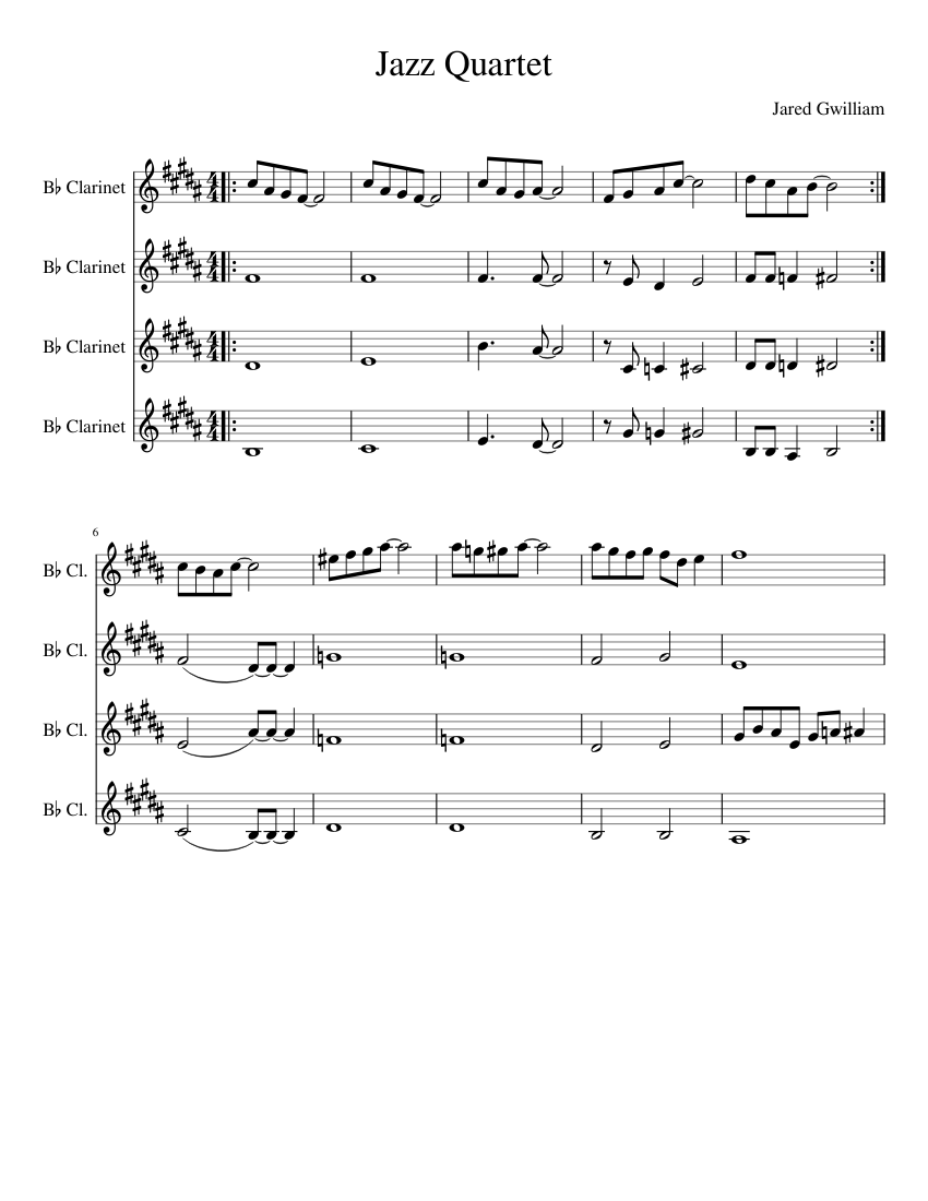 Jazz Quartet Sheet music for Clarinet other (Mixed Quartet) | Musescore.com