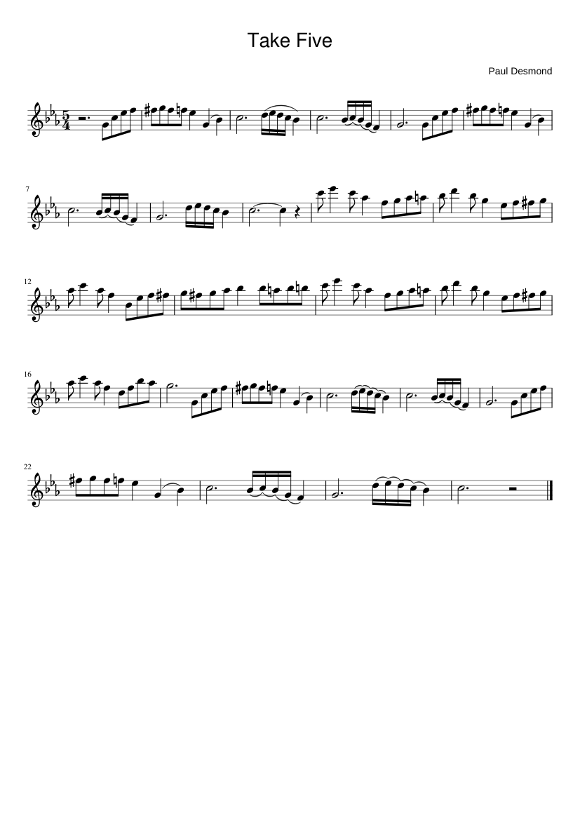 Take Five Sheet music for Saxophone alto (Solo) | Musescore.com