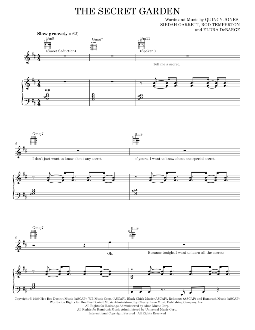 Play Official version of The secret garden Sheet Music by Quincy Jones ...