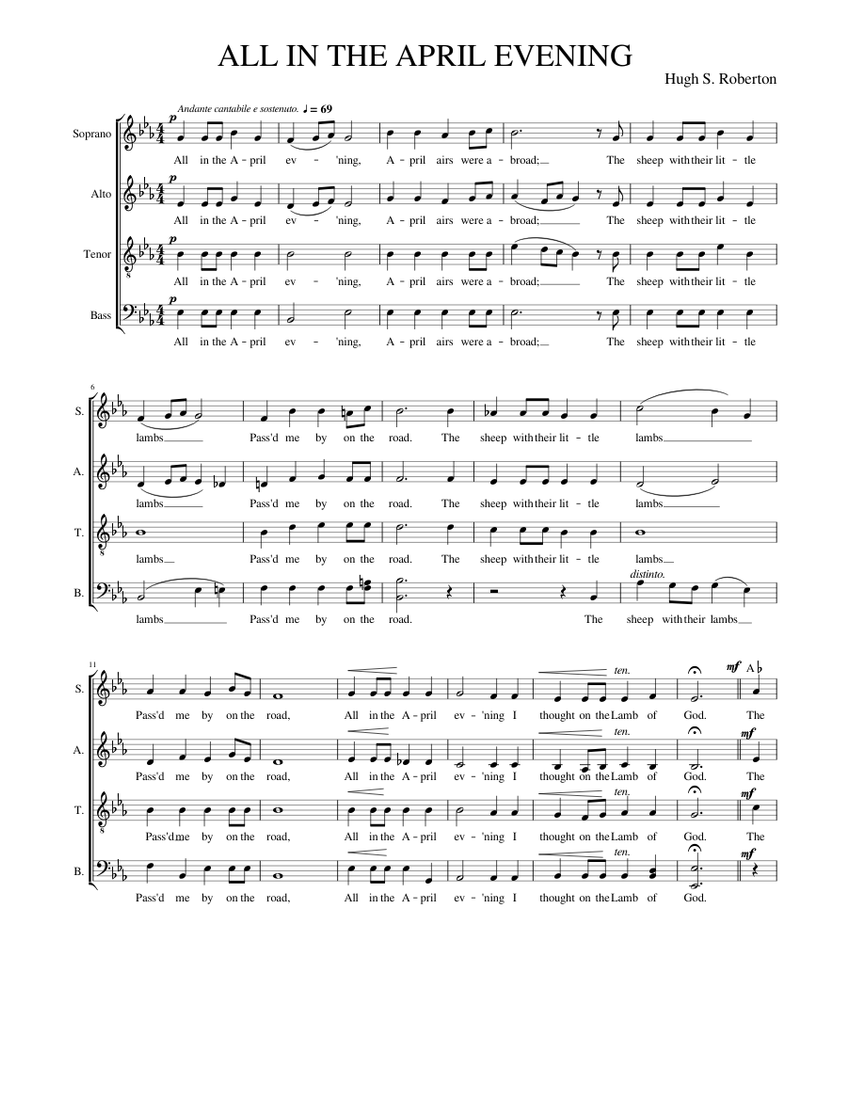All In The April Evening Sheet music for Bass guitar (SATB) | Musescore.com
