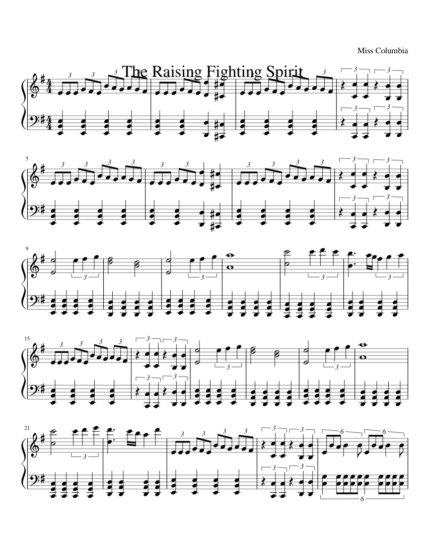The Raising Fighting Spirit Sheet Music for Piano (Solo) | MuseScore.com