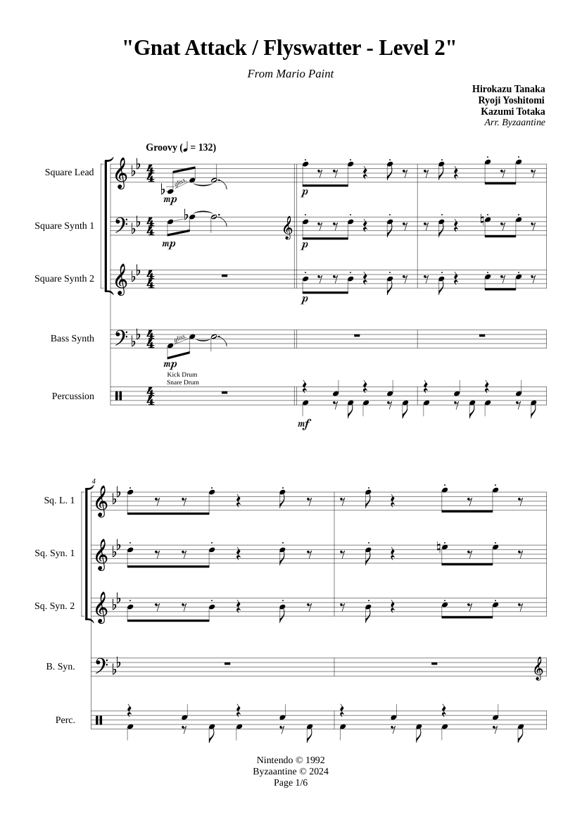 Gnat Attack / Flyswatter ~ Level 2 - Mario Paint | Full Score Sheet ...