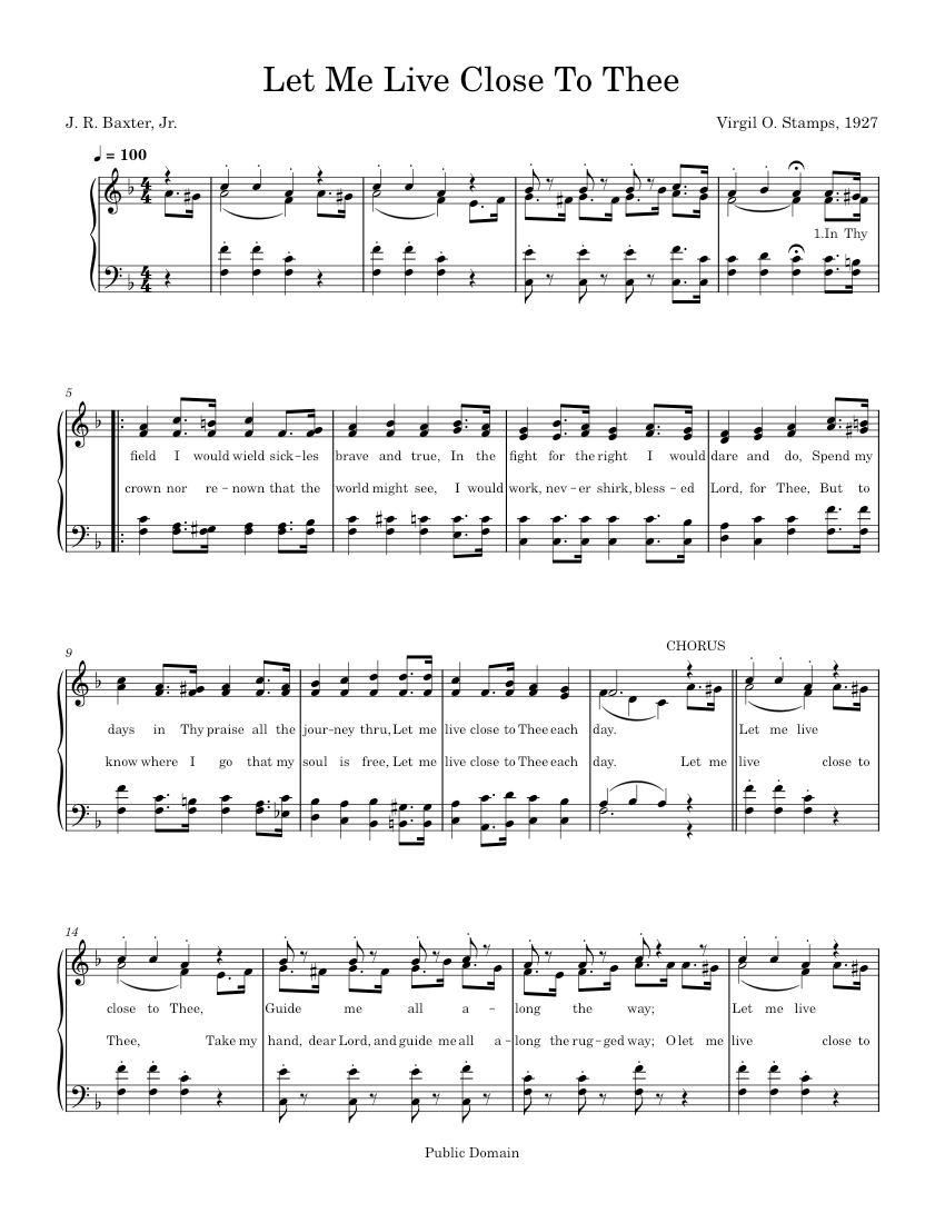 Let Me Live Close To Thee Sheet music for Piano (Solo) | Musescore.com
