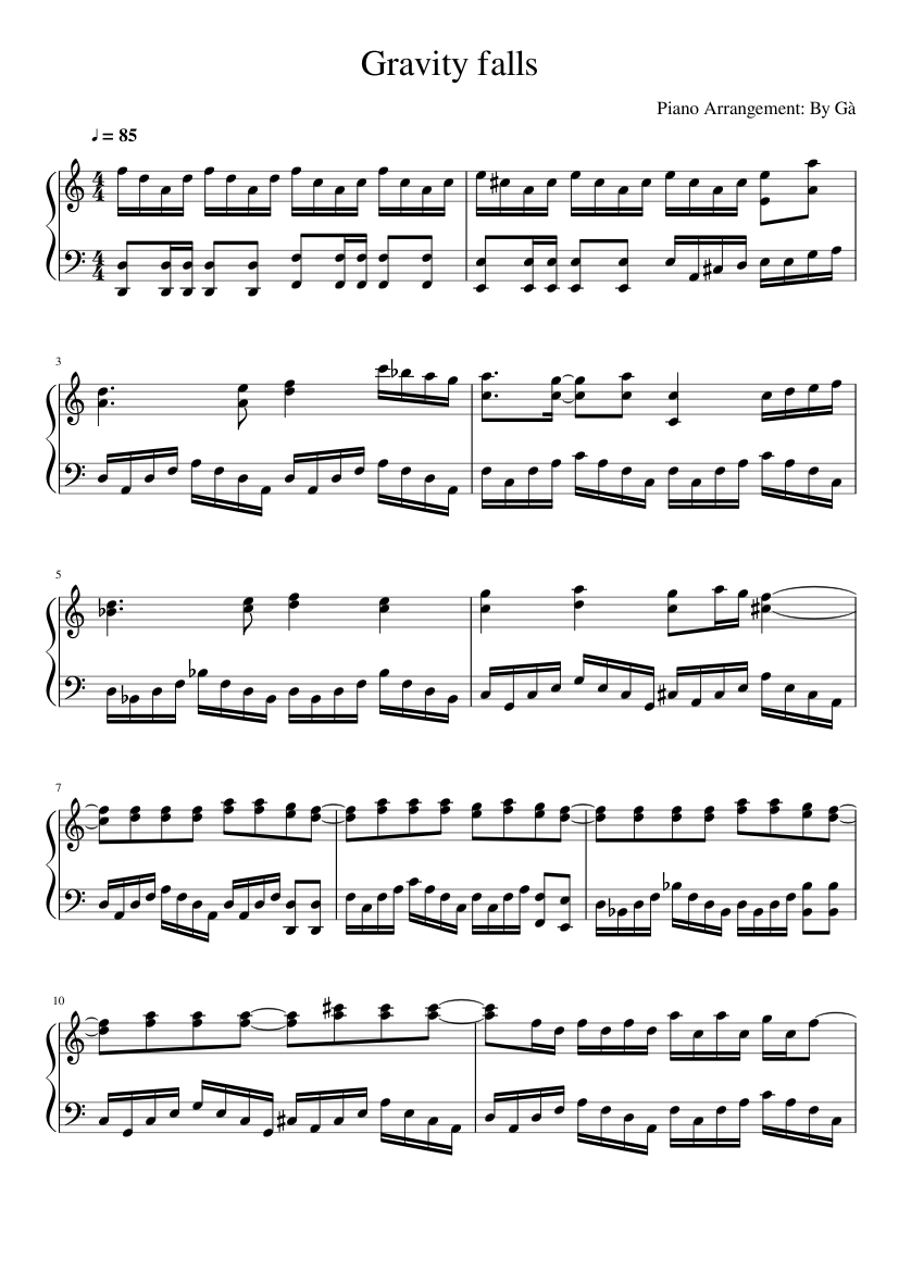 Gravity Falls OP Sheet Music for Piano (Solo) | MuseScore.com