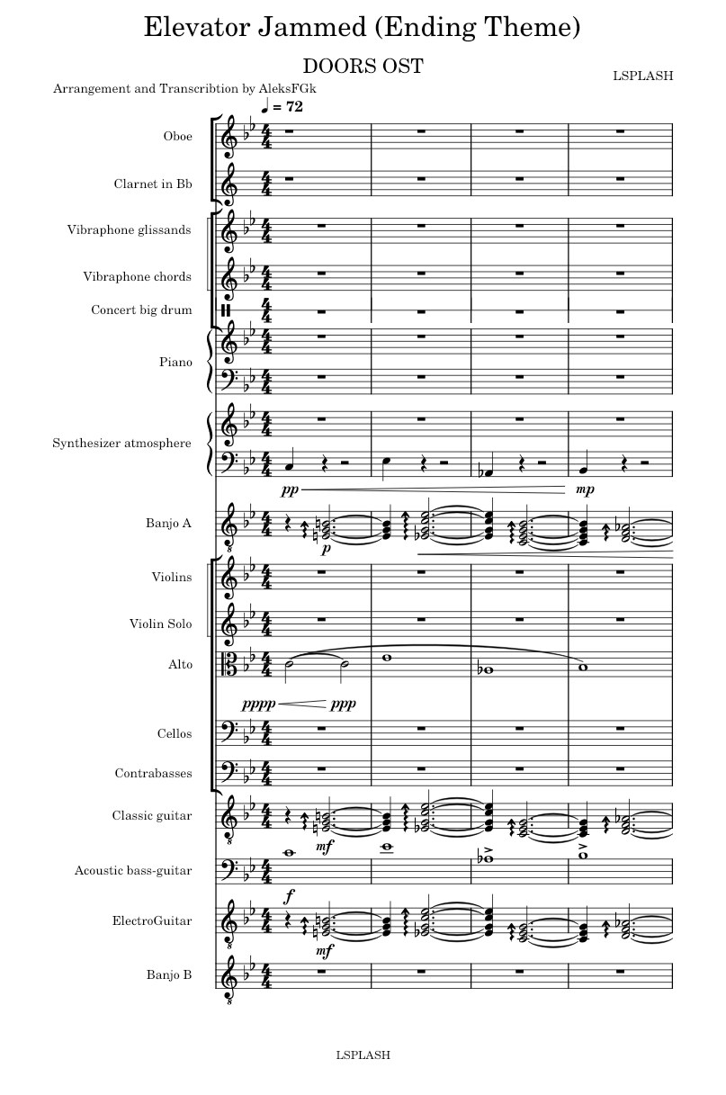 Elevator Jammed – LSPLASH [ROBLOX - DOORS] Sheet music for Piano, Oboe ...