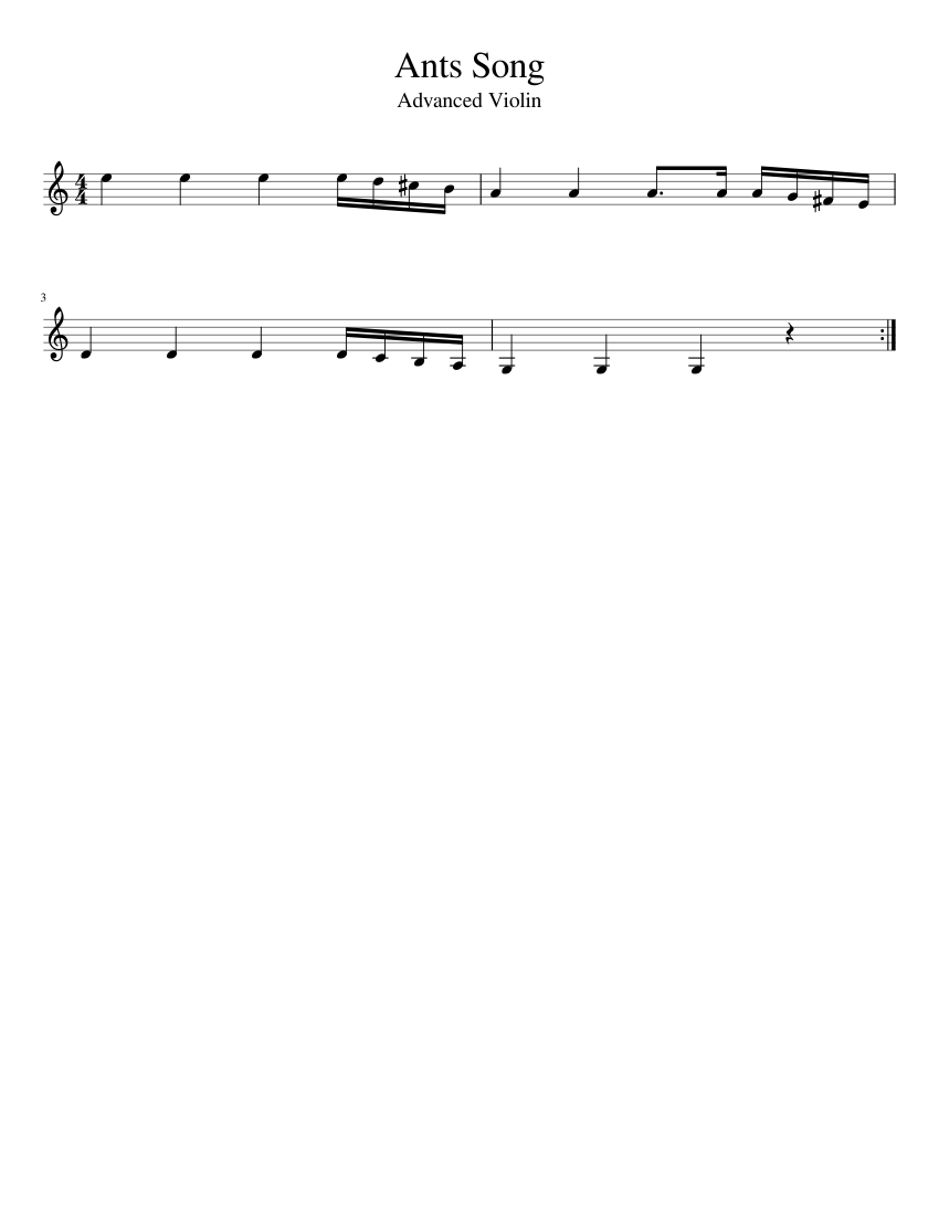 Ants Song Sheet music for Violin (Solo) | Musescore.com