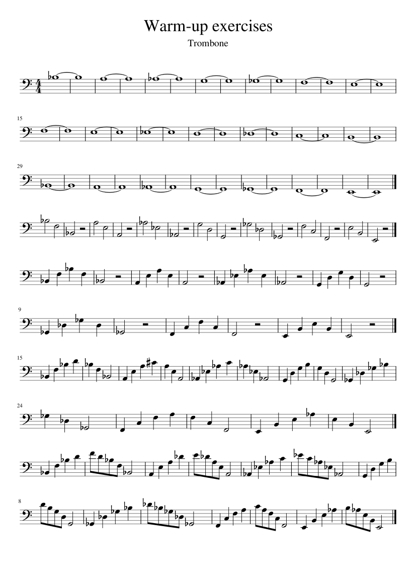 Warm-up exercises for Trombone Sheet music for Trombone (Solo ...