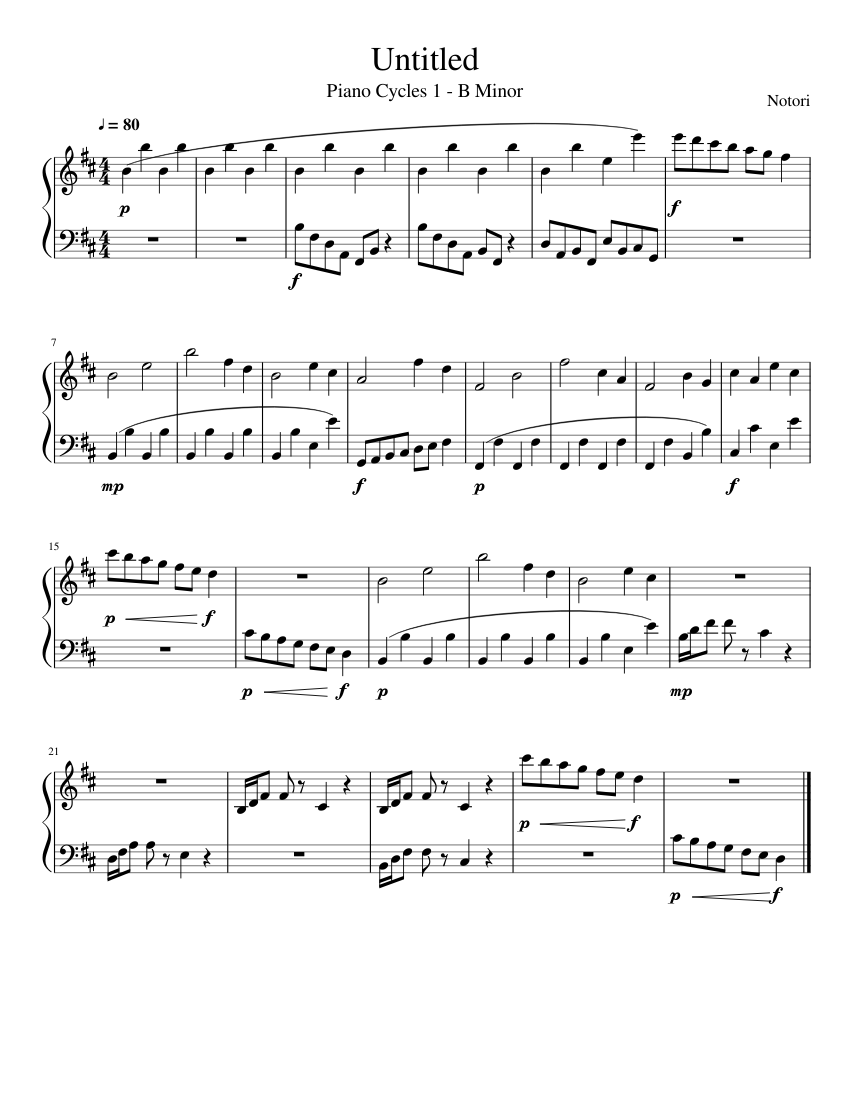Piano Cycles 1 - B Minor Sheet music for Piano (Solo) | Musescore.com