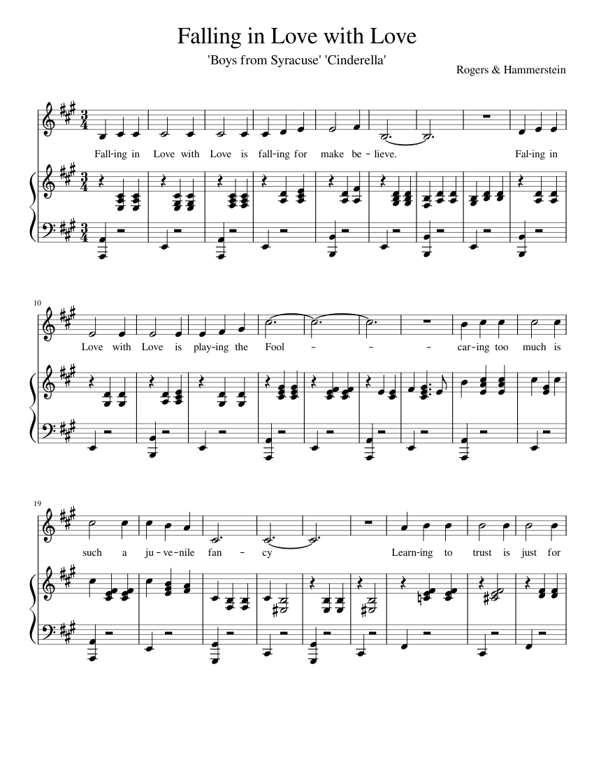 Falling in Love with Love Sheet music for Piano, Vocals (Piano-Voice ...