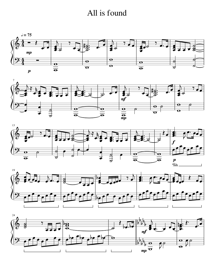 All is found (frozen 2) Sheet music for Piano (Solo) Easy | Musescore.com