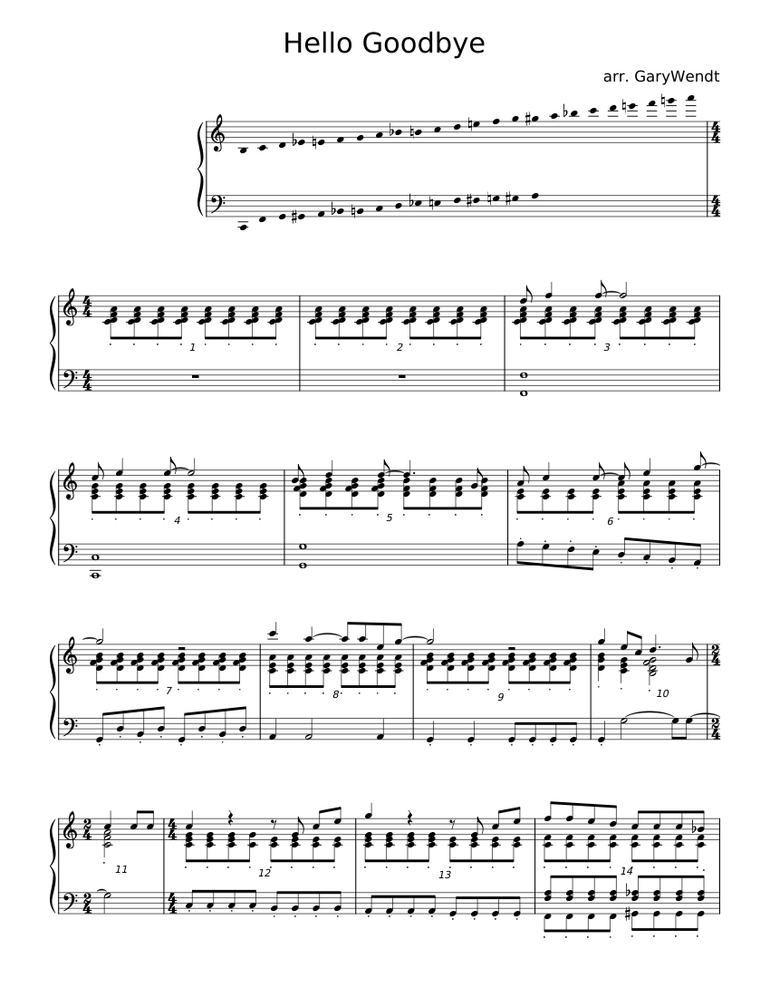 Hello Goodbye - Gary Wendt Sheet music for Piano (Solo) | Musescore.com