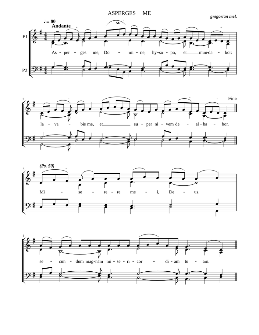 Asperges me, Domine (Gregorian chant) - Anonymous (Gregorian chant ...