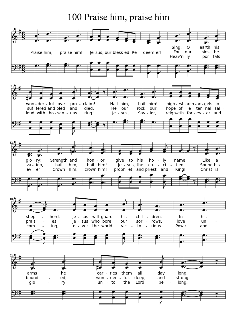 Praise him, praise him - Chester G. Allen Sheet music for Piano (Solo ...
