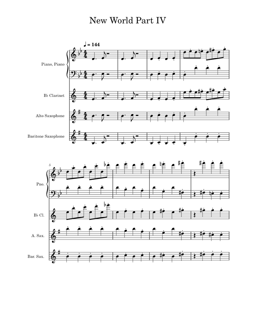 New World Death march Sheet music for Piano, Clarinet in b-flat ...