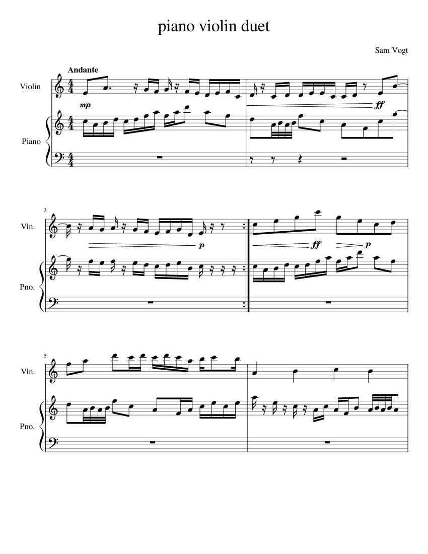 piano violin duet Sheet music for Piano, Violin (Solo) | Musescore.com