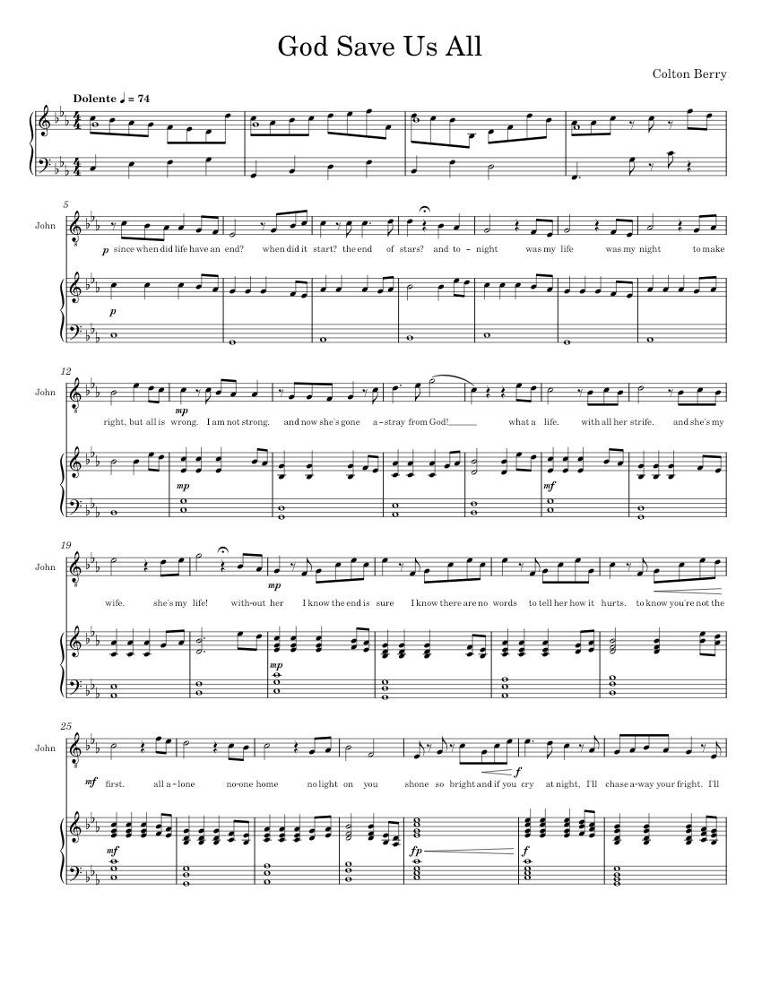 God Save Us All Sheet music for Organ, Synthesizer (Piano-Voice) | Musescore.com