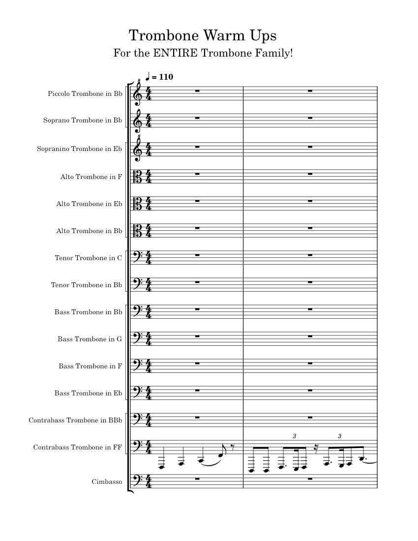 Trombone Warm Ups Sheet music for Trombone, Trombone tenor, Trombone ...