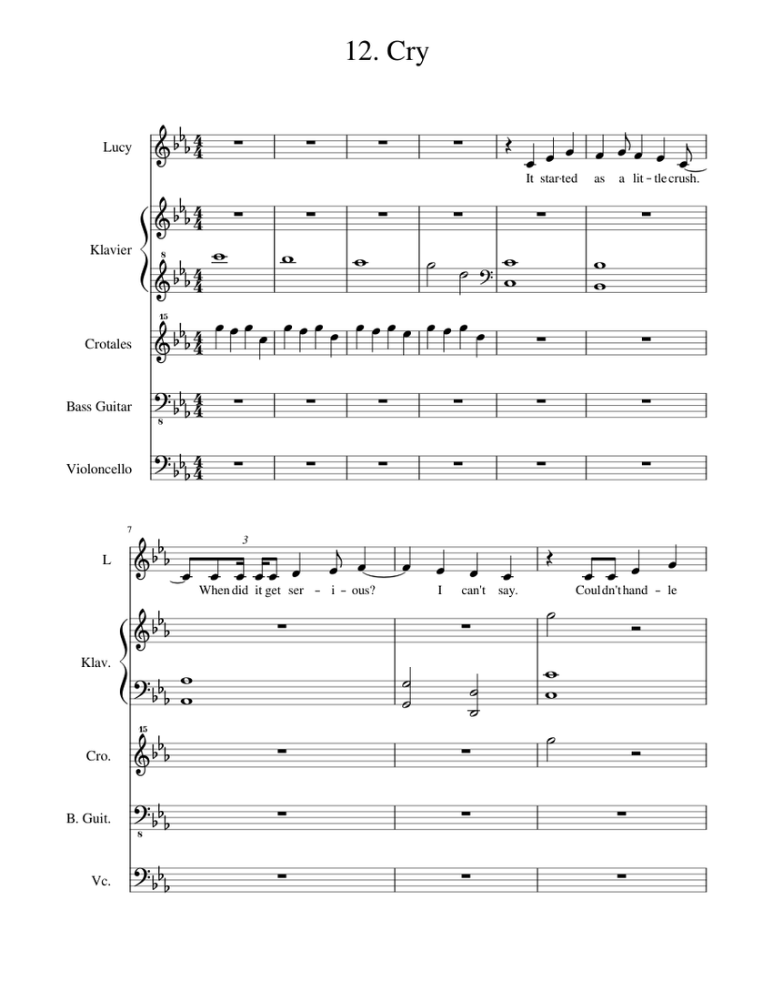 12. Cry Sheet music for Piano, Flute, Cello, Bass & more instruments ...