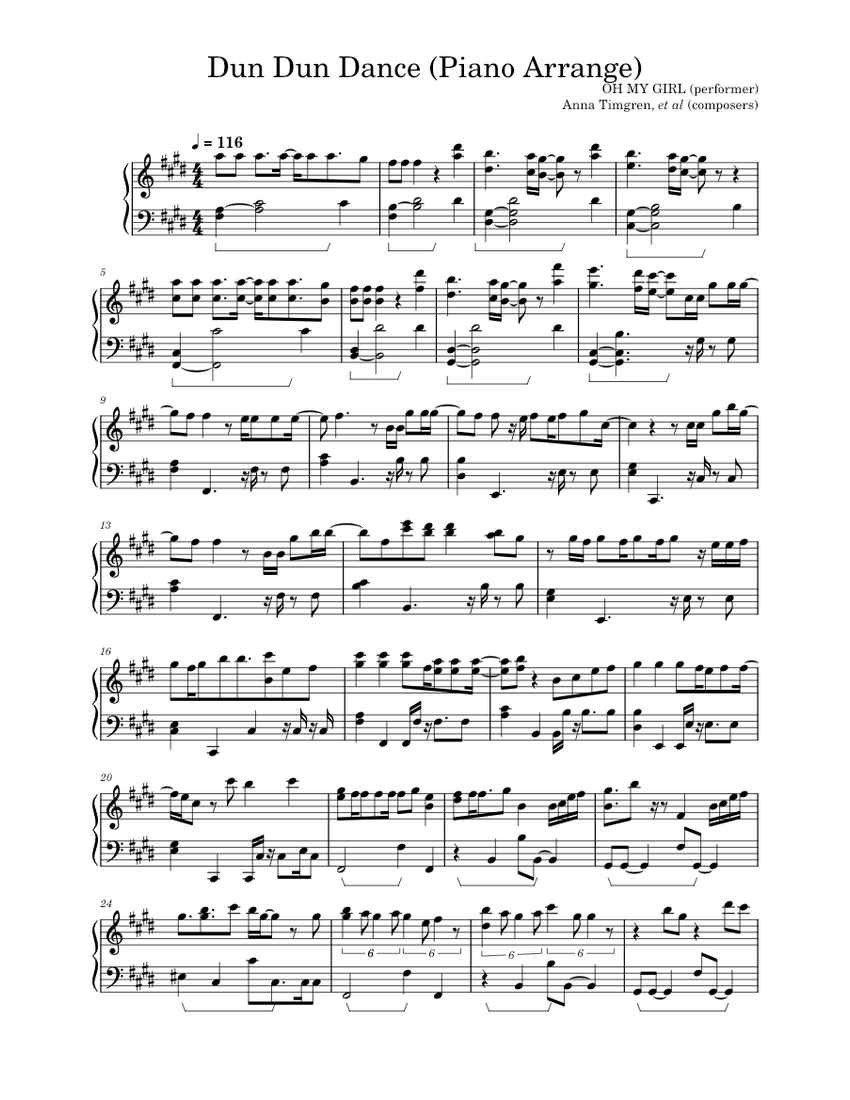 Dun Dun Dance (Piano arrange) Sheet music for Piano (Solo) | Musescore.com