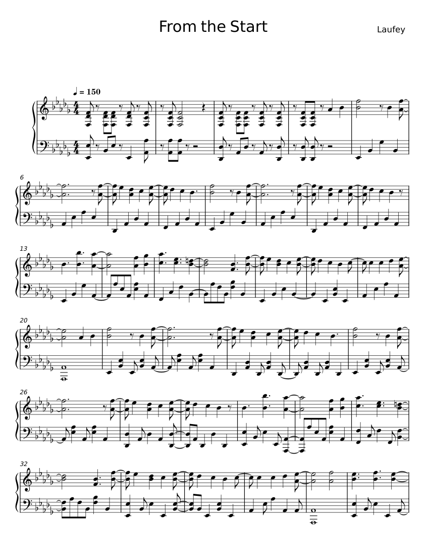 From The Start - Laufey Sheet Music for Piano (Solo) | MuseScore.com