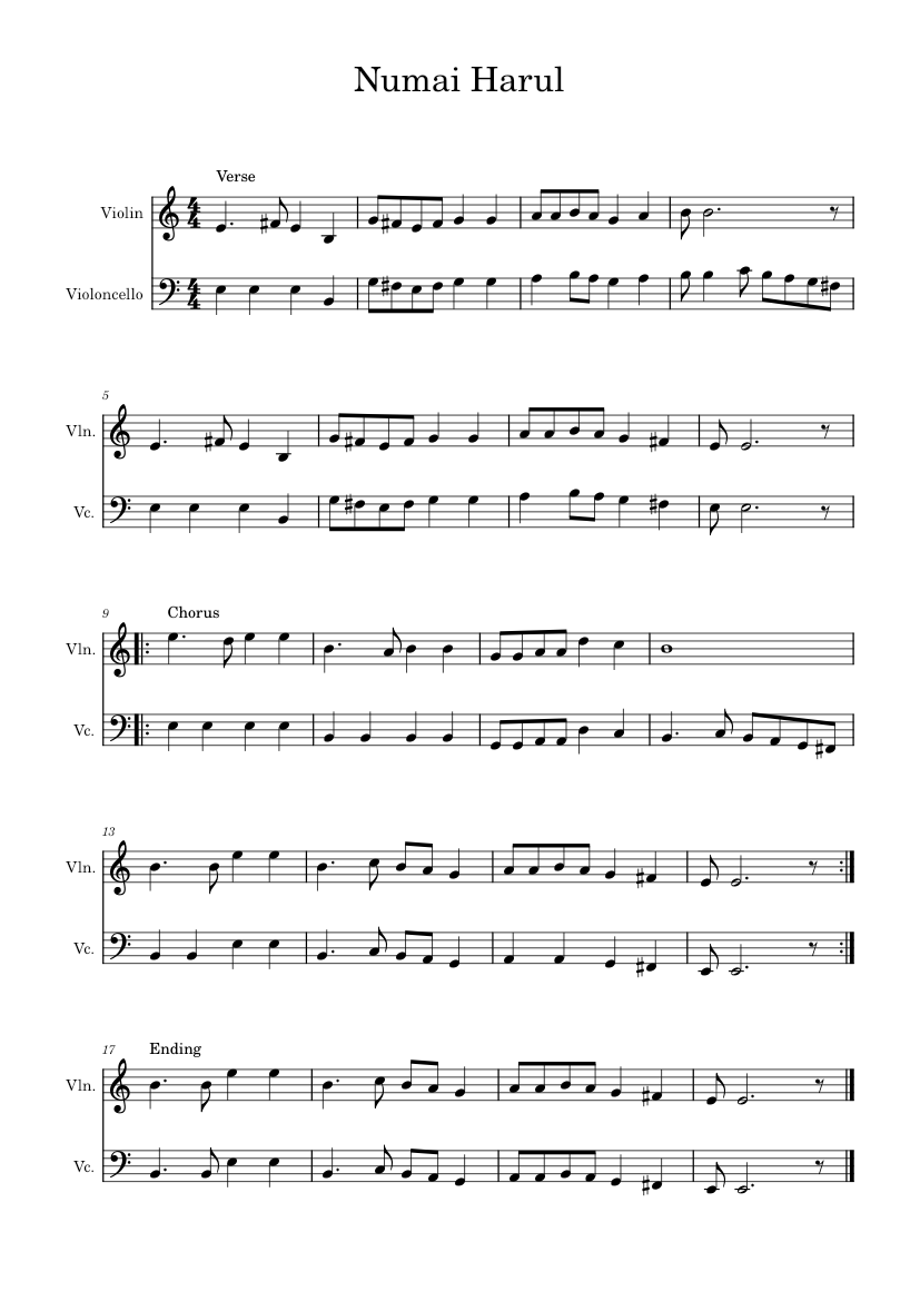 Numai Harul Sheet music for Violin, Cello (String Duet) | Musescore.com