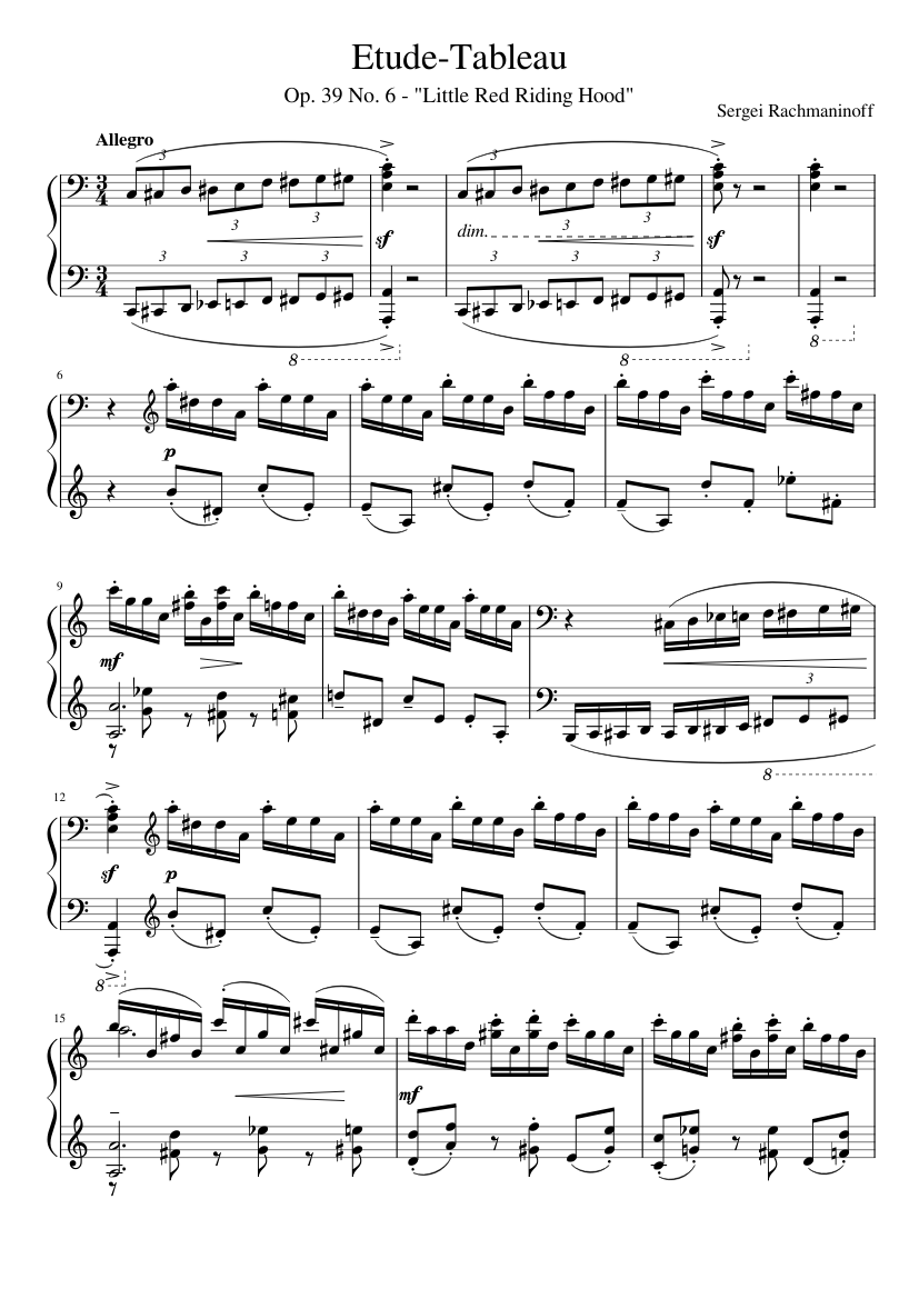Etude-Tableau Op.39 No.6 "Little Red Riding Hood" – Sergei Rachmaninoff ...