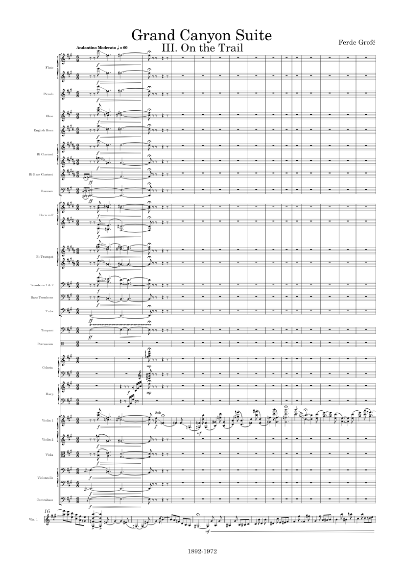Grand Canyon Suite III: On the Trail – Ferde Grofé Sheet music for ...