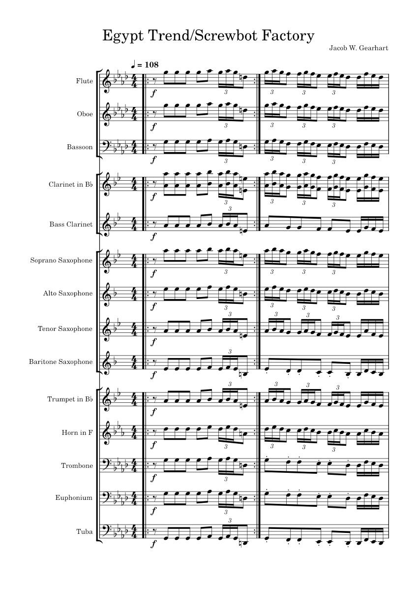Egypt Trend – Jacob Gearhart Sheet Music for Tuba, Flute, Bassoon, Saxophone alto & more ...