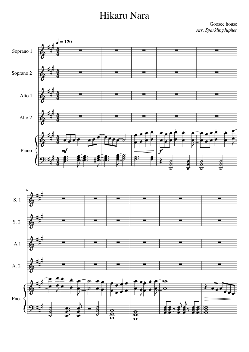 Hikaru nara Hikaru Nara copy Sheet music for Piano, Flute (Mixed ...