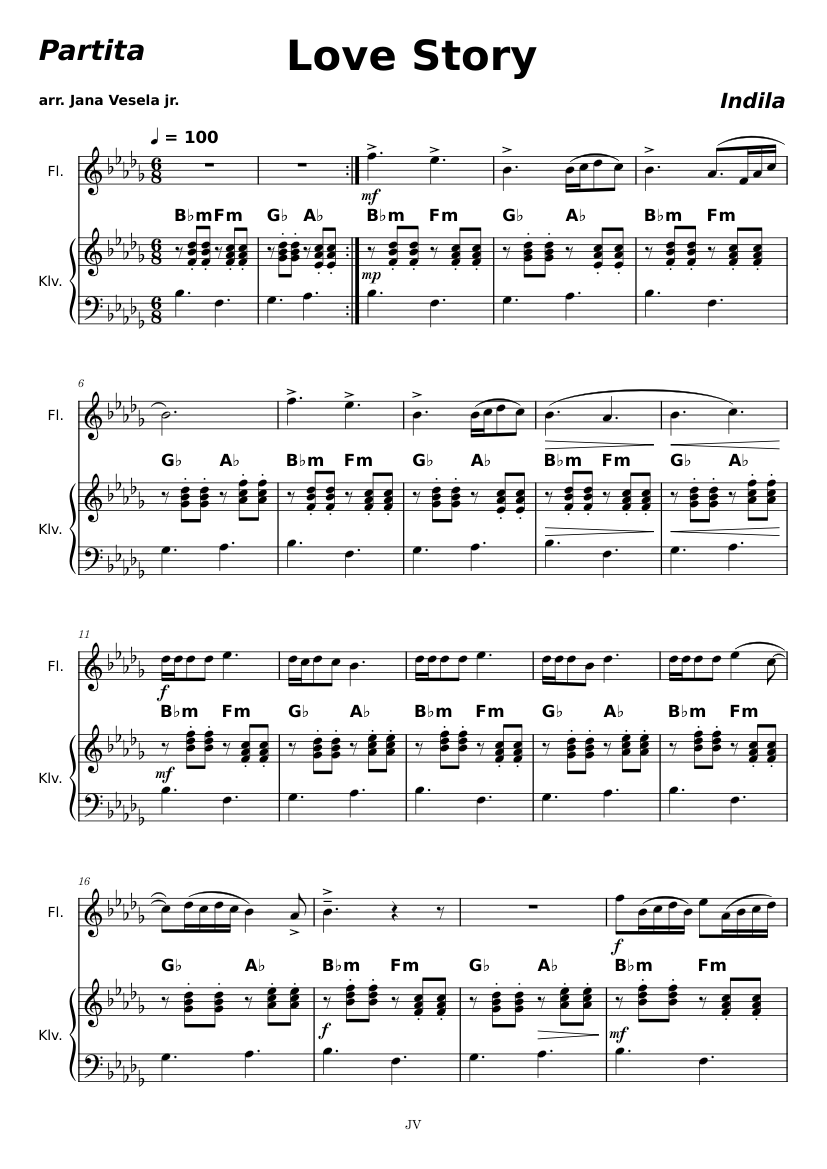 Love story – Indila Sheet Music with Chords for Piano, Flute (Solo) | MuseScore.com