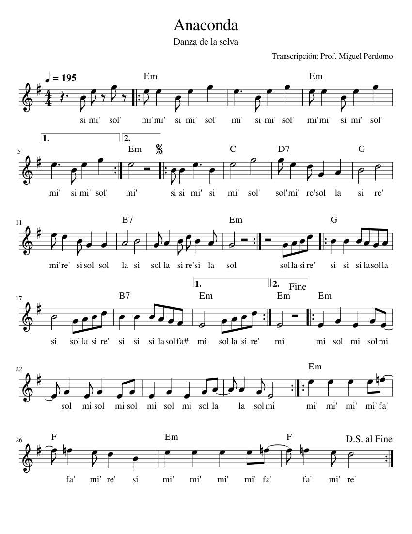 Anaconda – Nicki Minaj Sheet music for Piano (Solo) Easy | Musescore.com