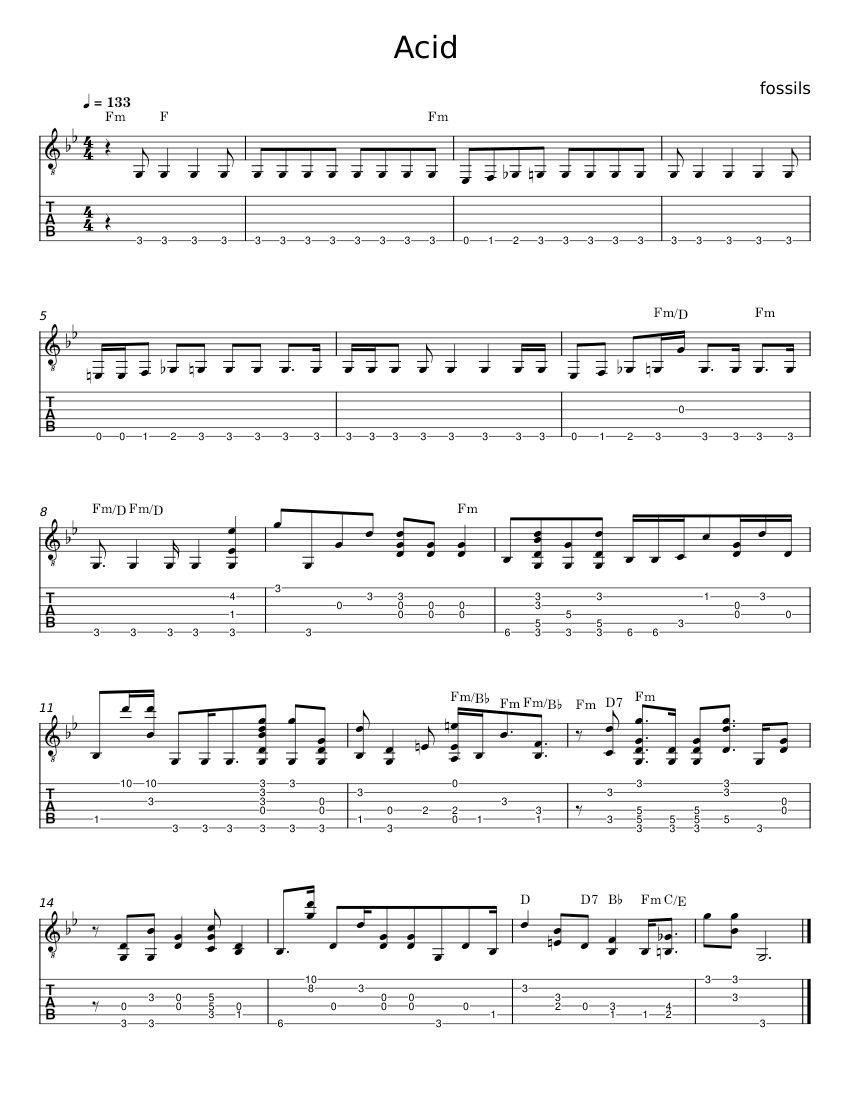 Acid - fossils Sheet music for Guitar (Mixed Duet) | Musescore.com