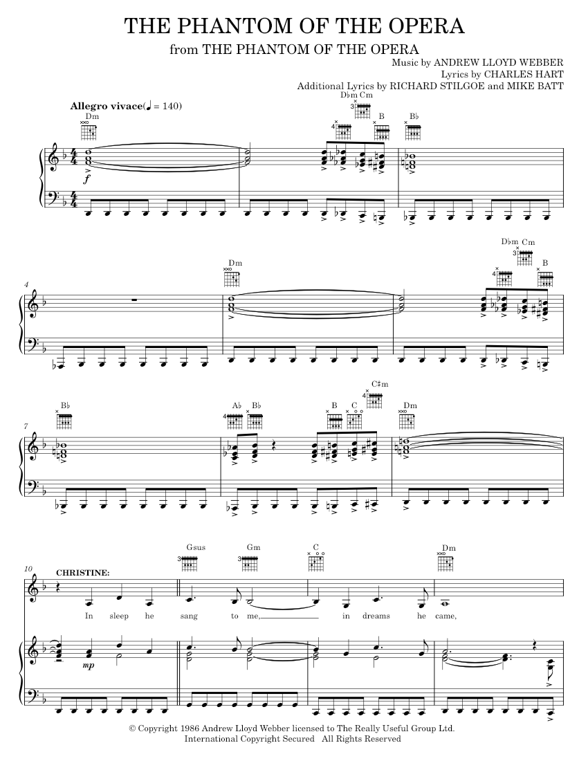 Play Official version of The phantom of the opera Sheet Music by Andrew ...