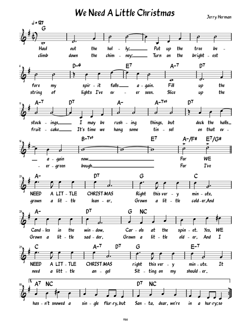 We Need A Little Christmas (Lead sheet with lyrics ) Sheet music for ...