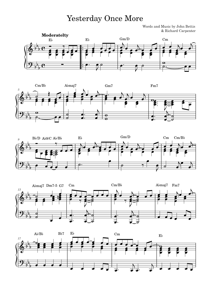 Yesterday once more – John Bettis & Richard Carpenter Sheet music for ...