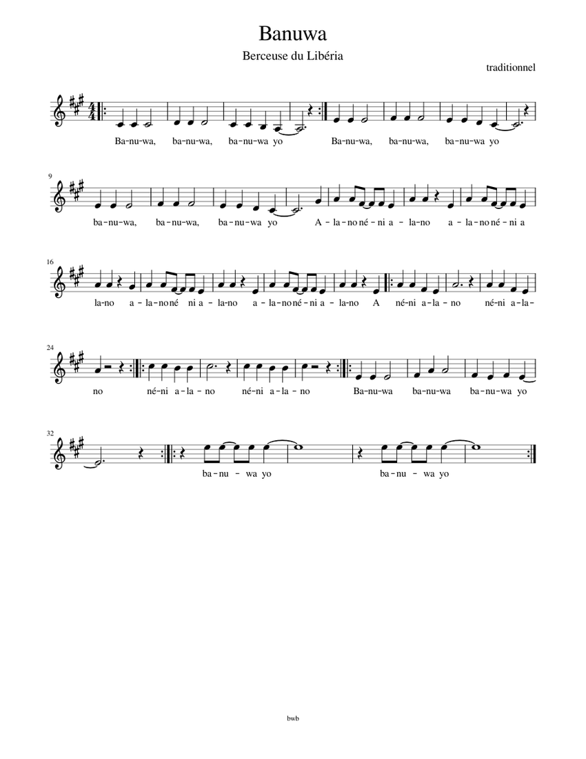 Banuwa Sheet music for Piano (Solo) Easy | Musescore.com