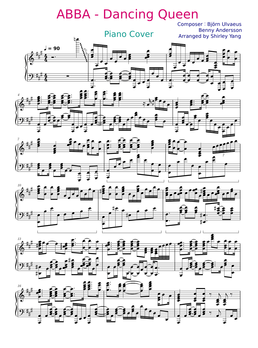 ABBA - Dancing Queen Sheet Music for Piano (Solo) | MuseScore.com