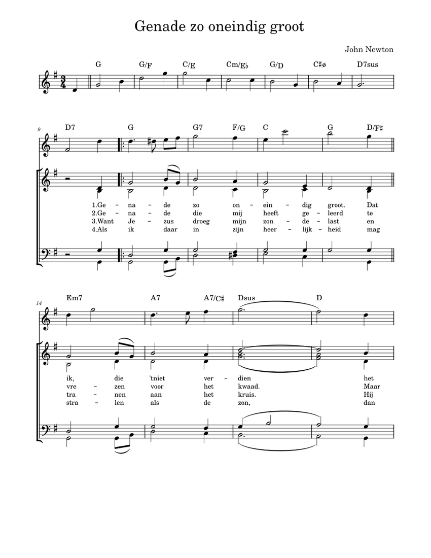 Genade zo oneindig groot - John Newton - piano tutorial