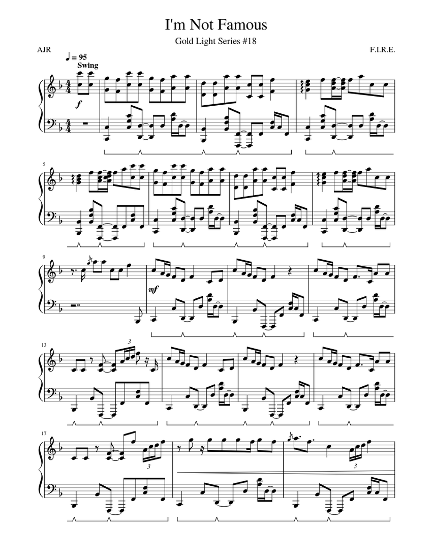 Gold Light #18: AJR - I'm Not Famous Sheet music for Piano (Solo) | Musescore.com