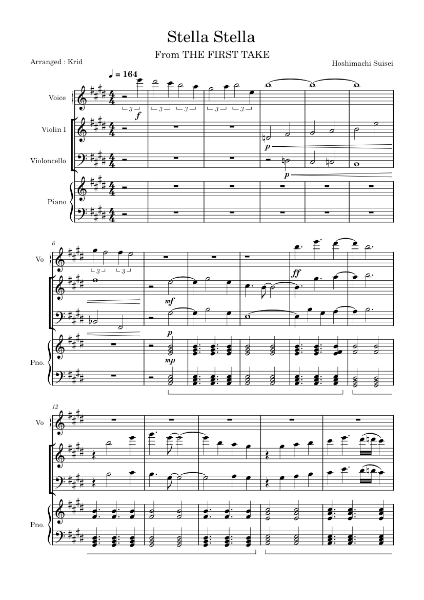 Stellar Stellar – Hoshimachi Suisei / THE FIRST TAKE Version Sheet ...