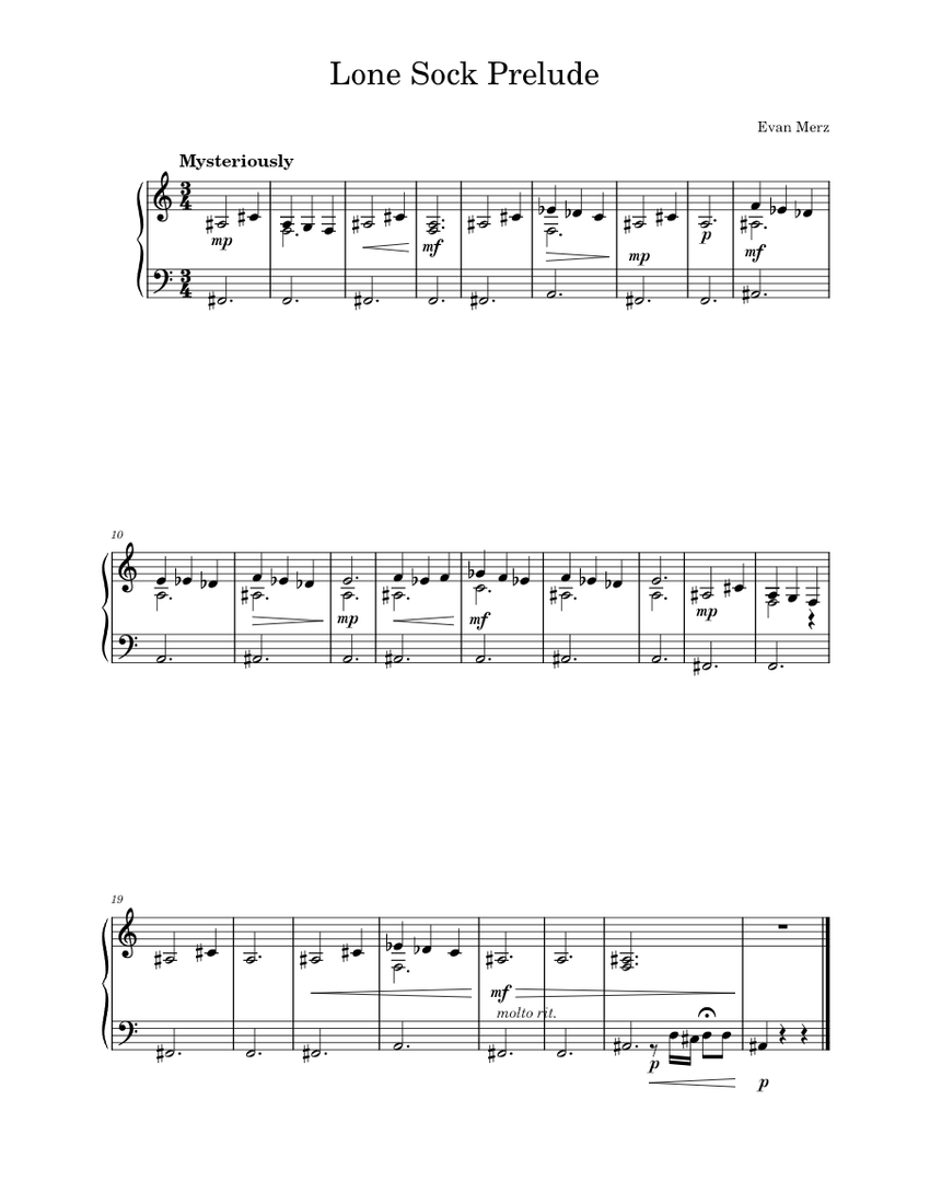 Lone_Sock_Prelude Sheet music for Piano (Solo) | Musescore.com