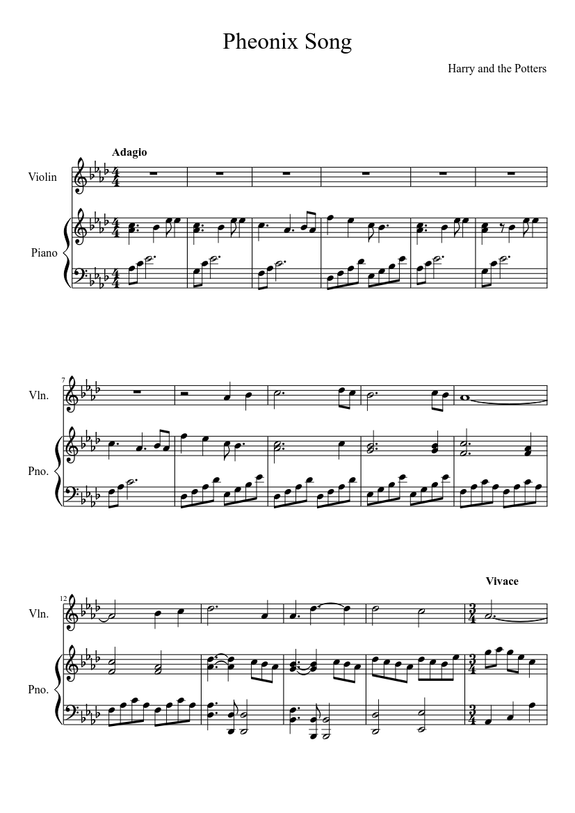 Phoenix Song Sheet Music for Piano, Violin (Solo) | MuseScore.com